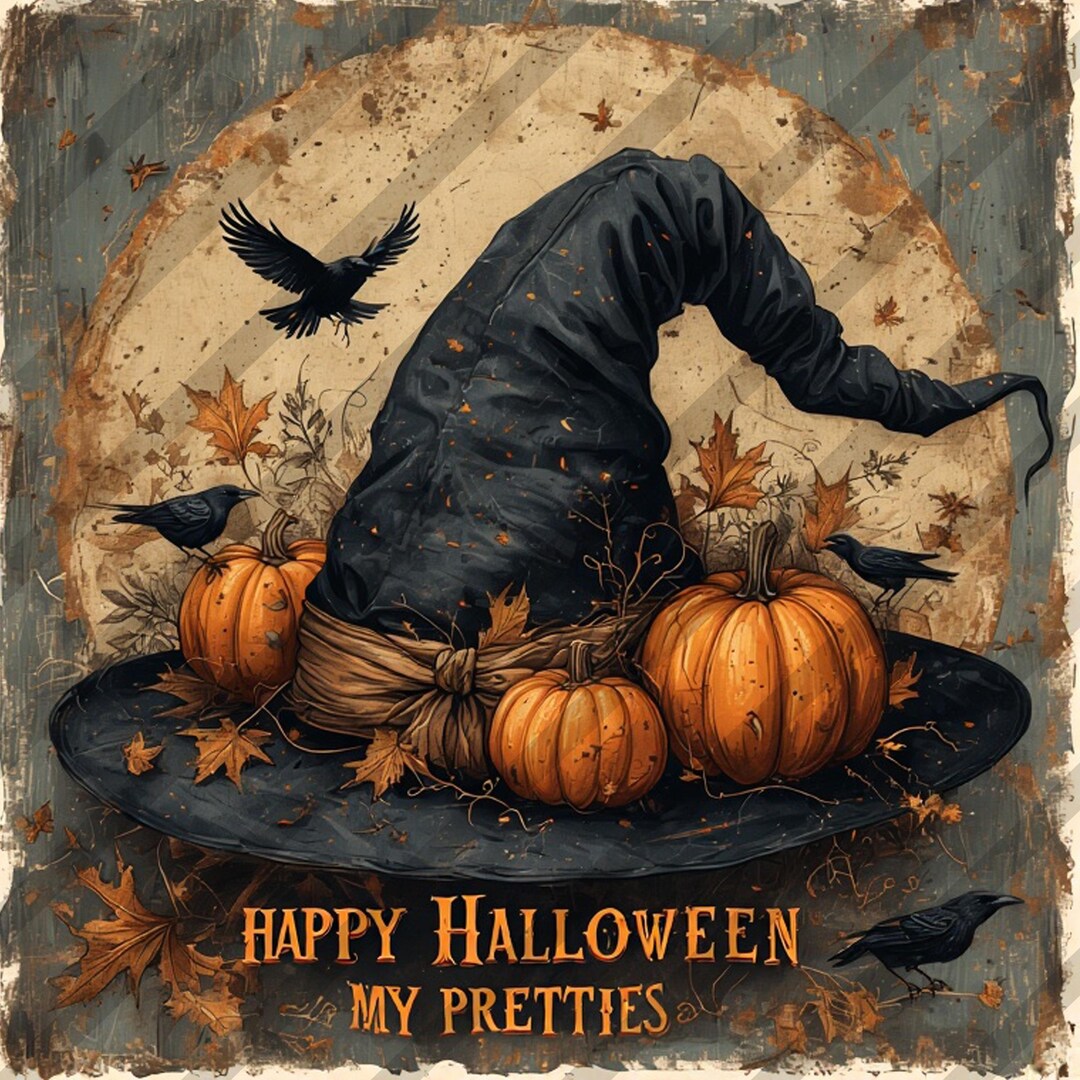 Primitive Witch Hat Halloween Digital Print Primitive Fall Printable ...