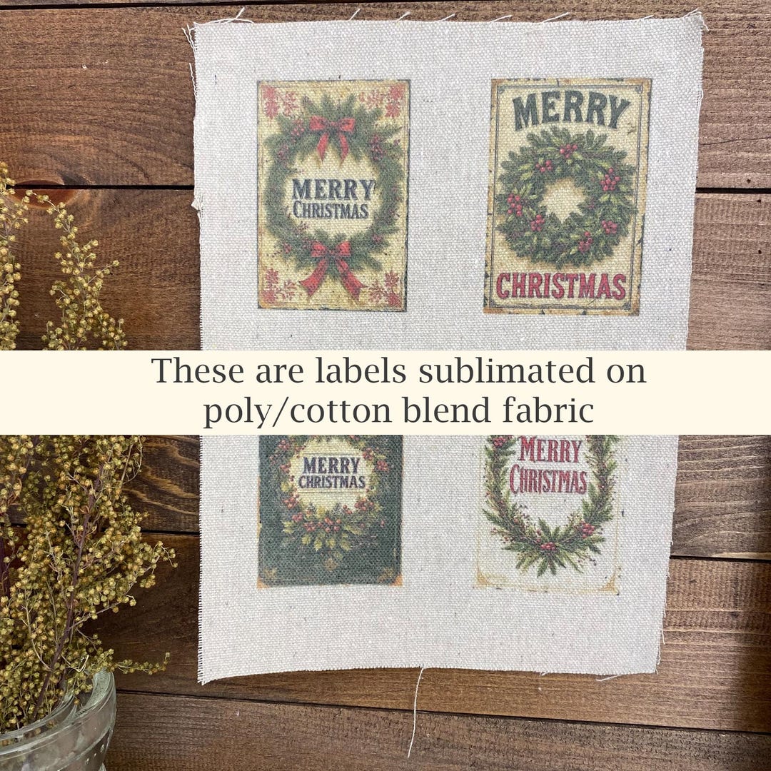 Primitive Christmas Wreath Merry Christmas Fabric Wreath Labels ...