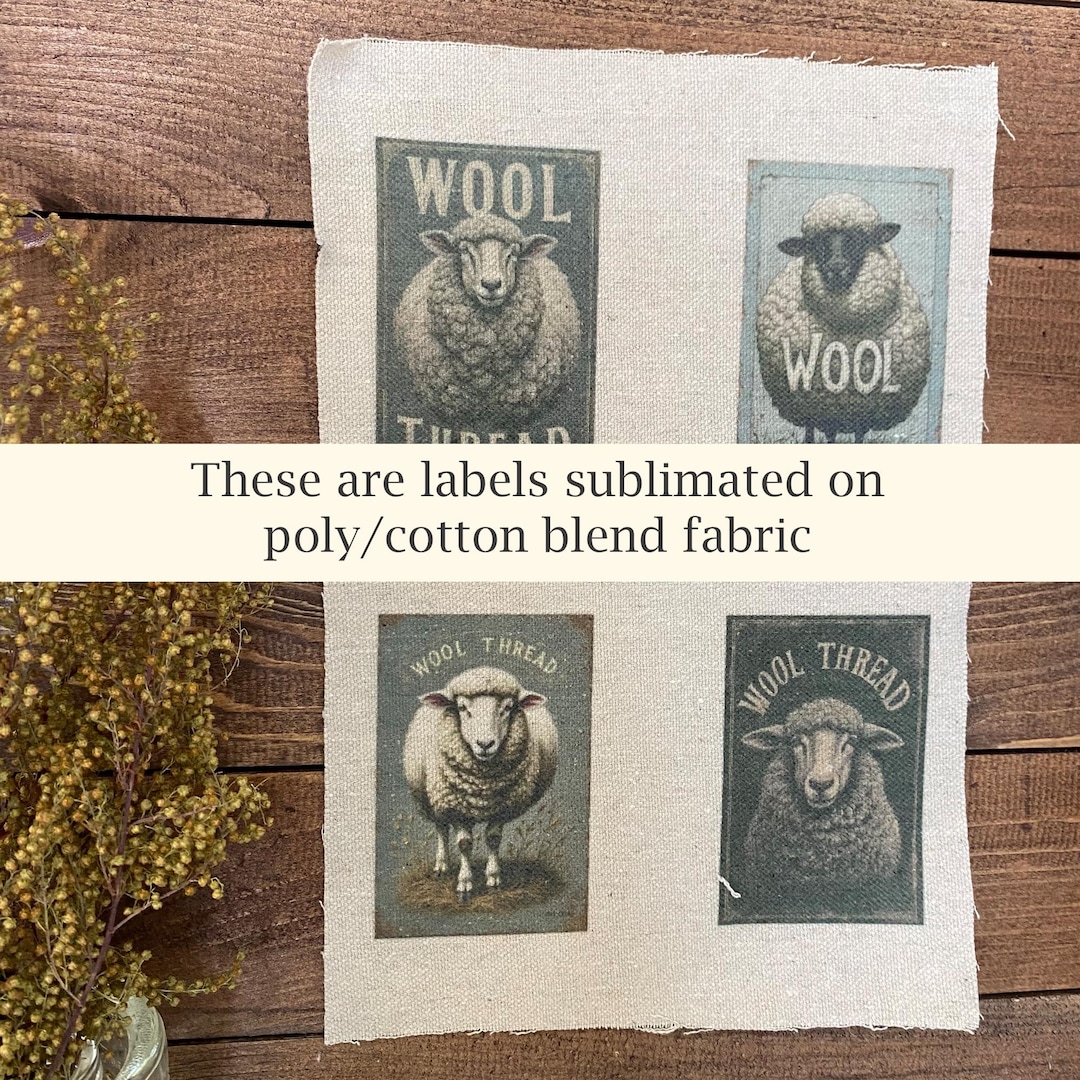 Primitive Sheep Crafts Prints on Fabric Vintage Labels Sewing DIY Wool ...