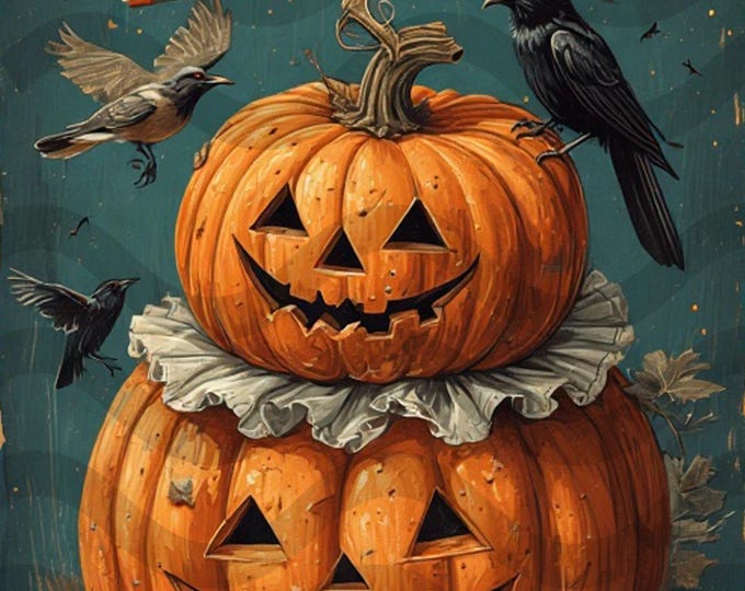 Primitive Pumpkin Halloween Download Pumpkin Printable Vintage Pumpkin ...