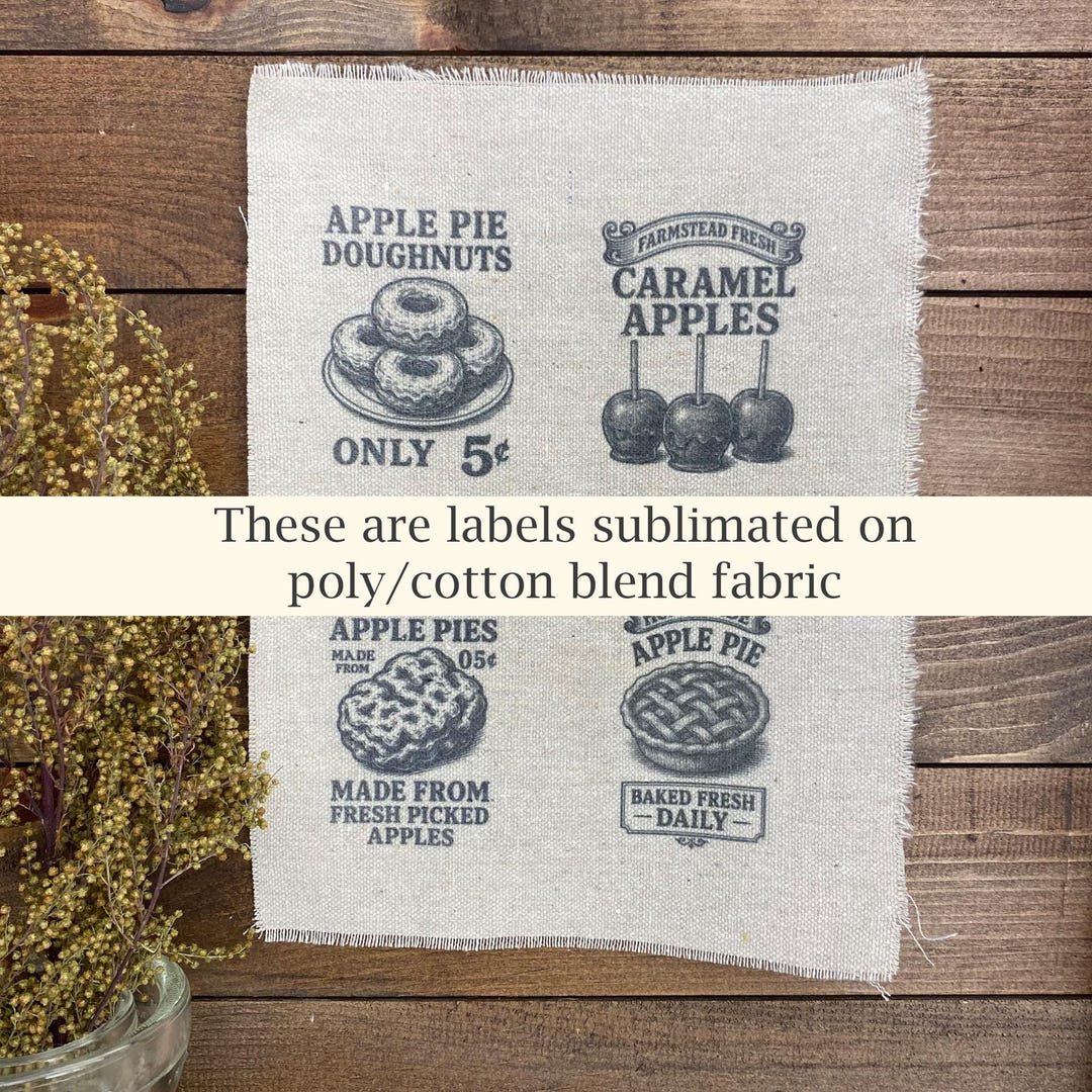 Primitive Apple Pie Fabric Labels Primitive Style Pantry Labels ...