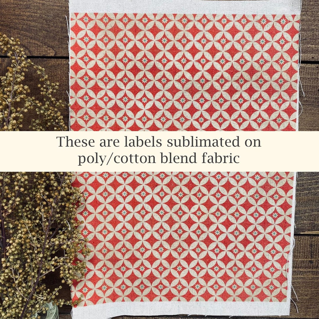 Vintage Red Fabric Labels Sublimated Poly Cotton Blend Vintage ...