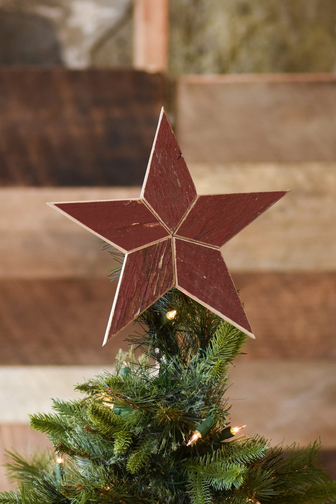 Wood Star Christmas Tree Topper Decoration 12” Star Tree Topper Made ...