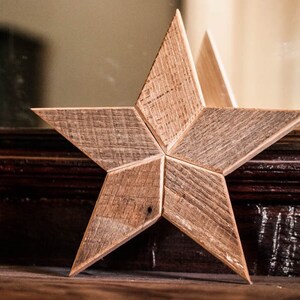 Natural Wood Star Christmas Tree Topper Decoration 12 Star Tree Topper ...