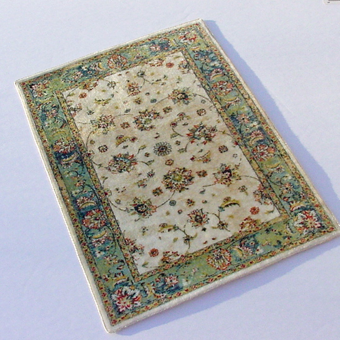 Dollhouse Rug Miniature Persian Distressed 1:12 and 1/6 Scale Blue ...