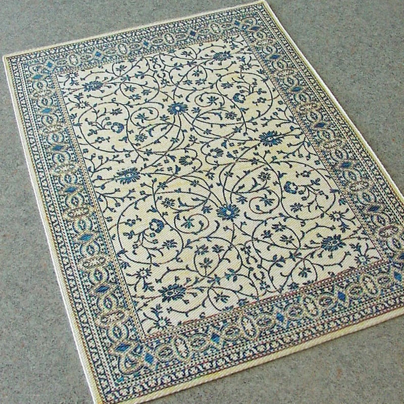 Blue and Ivory Rug - Etsy