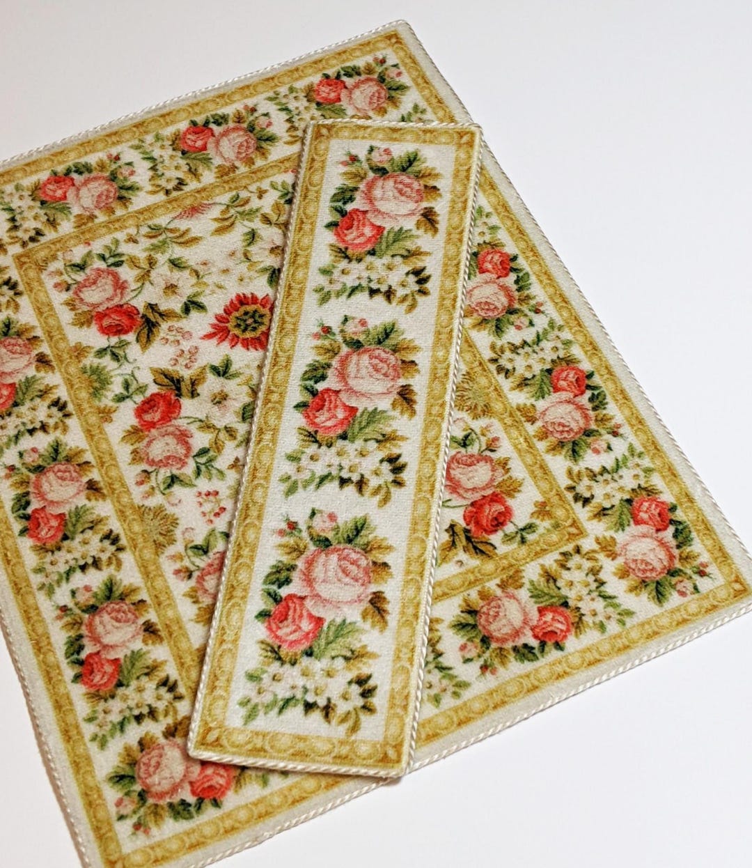 Dollhouse Rug 1:12 Scale Miniature Carpet A Garden of Roses Real Velvet ...