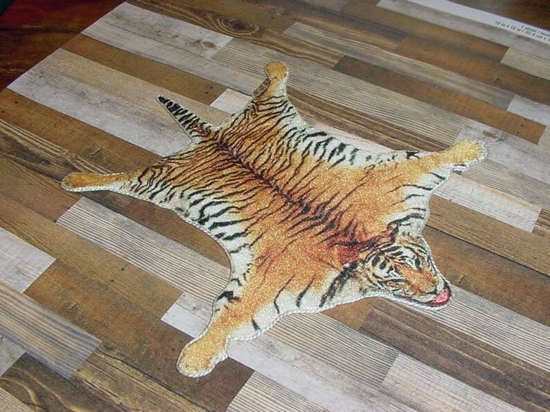 Dollhouse Miniature Velvet Faux Tiger Skin Rug 1:12 Scale Artisan Dolls ...