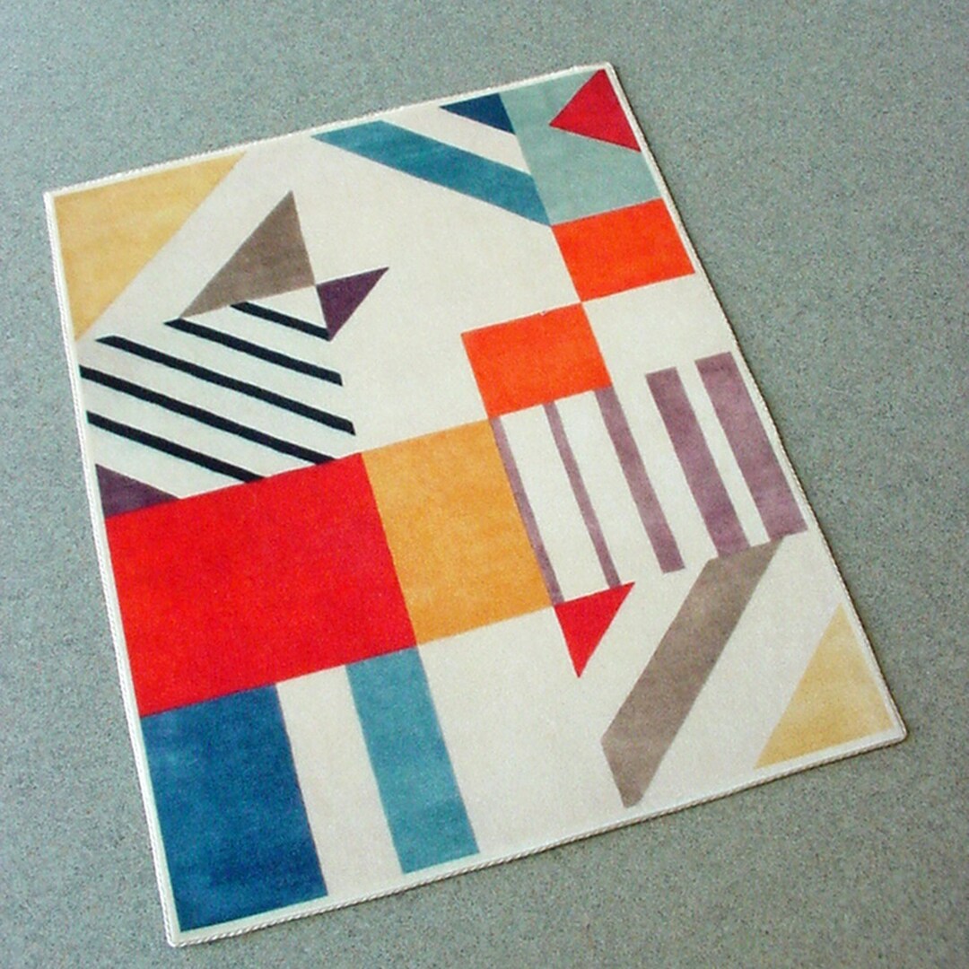 Dollhouse Miniature Rug Color Block Velvet Mid-century Modern MCM Area ...