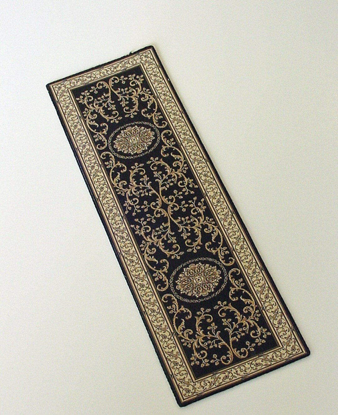 Dollhouse Miniature Runner Rug 1:12 Scale 2-1/2 X 8 Black Gold Carpet ...