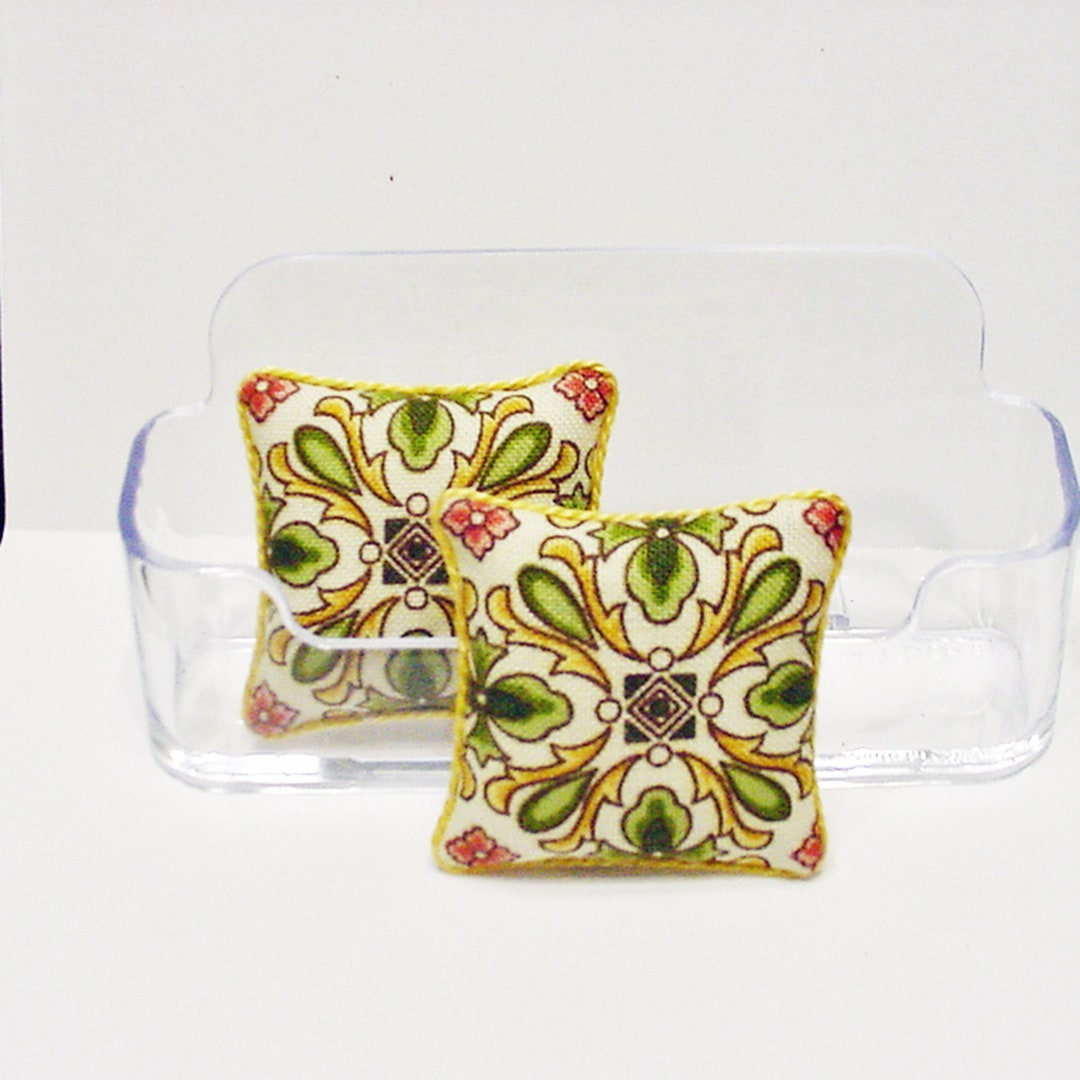 Dollhouse Miniature Pillow 1:12 Scale Art Nouveau Print Cushions (pair ...