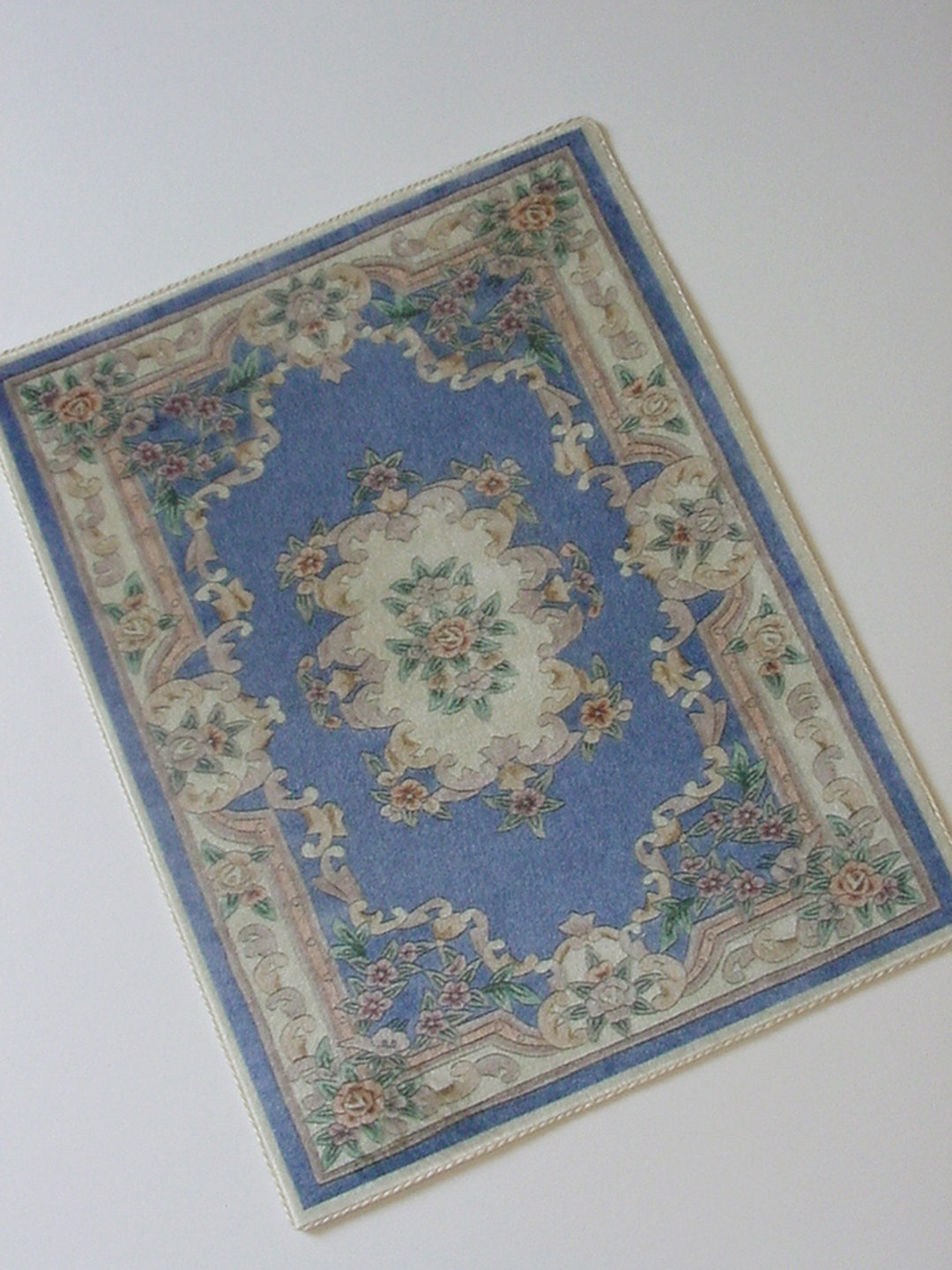 Dollhouse Miniature Rug 1:12 1/6 Scale Periwinkle "carved" Look Velvet ...