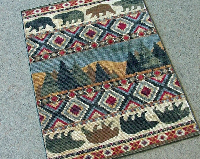 Dollhouse Cabin Rug Rustic Masculine Decor Bears Forest 1:12 Scale ...