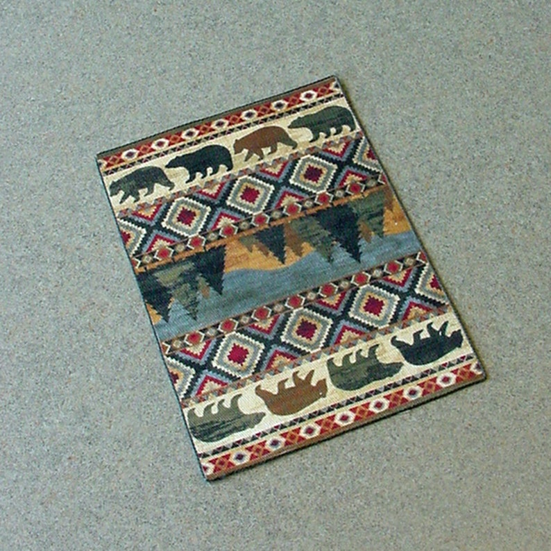 Dollhouse Cabin Rug Rustic Masculine Decor Bears Forest 1:12 Scale ...