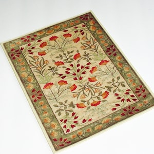 Miniature Dollhouse Velvet Rug 1:12 Scale Green Arts Crafts Mission ...