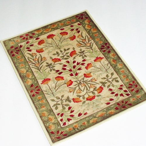Miniature Dollhouse Velvet Rug 1:12 Scale Green Arts Crafts - Etsy