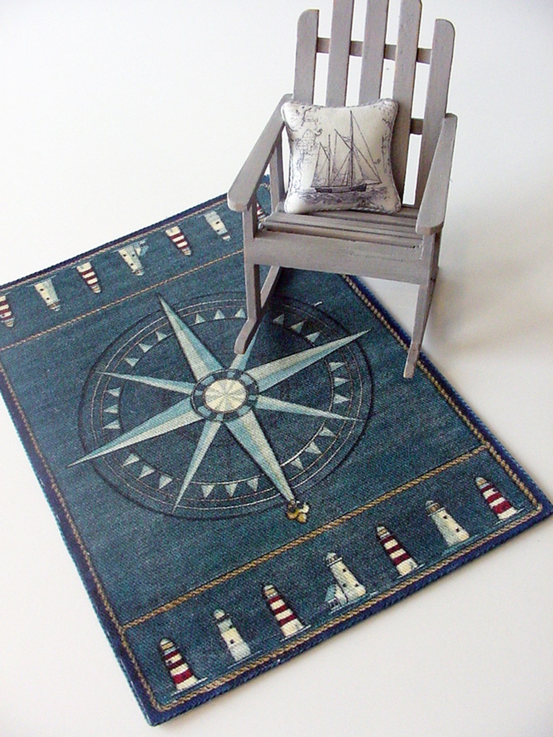Miniature Dollhouse Rug 1:12 Scale Nautical Mariner's Compass ...