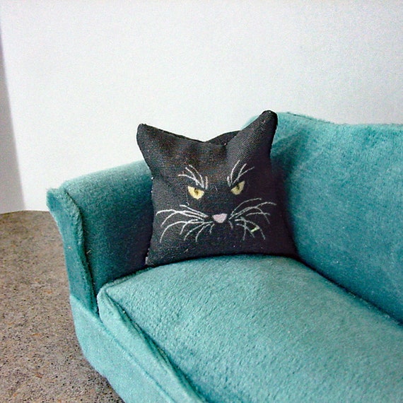 Dollhouse Miniature Black Cat Pillow in 1:12 Scale - Etsy