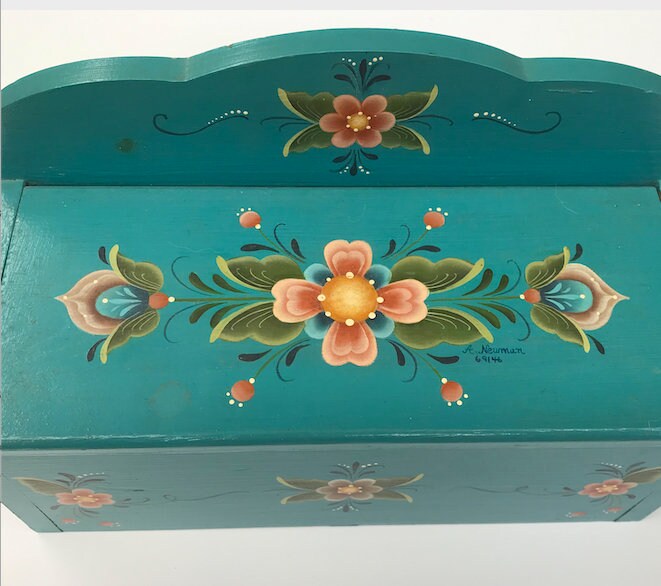 Teal and Peach Storage Box - Etsy