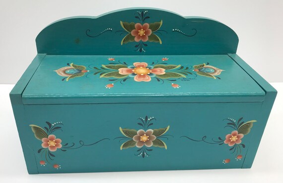 Teal and Peach Storage Box - Etsy