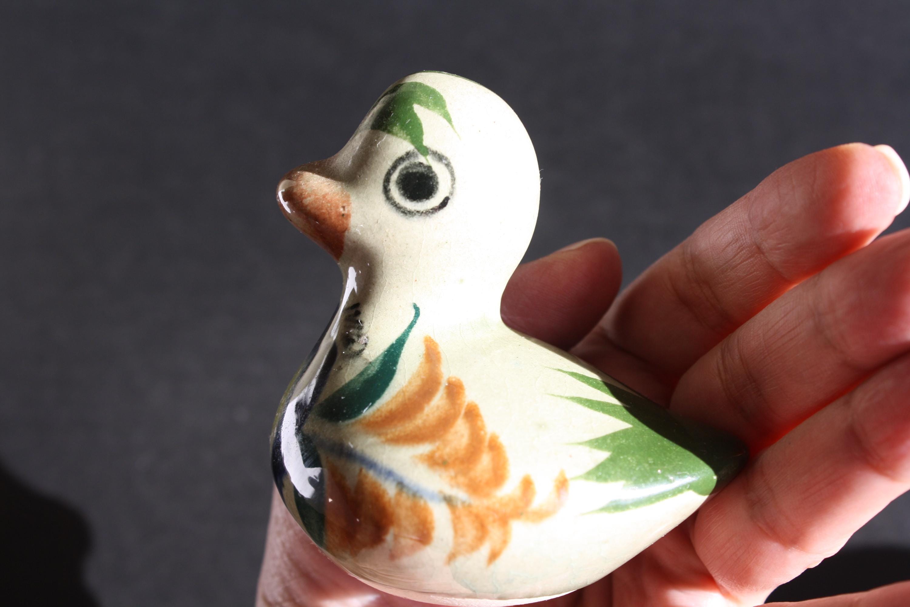 Super Cute Vintage Mexican Pottery Duck Tonala Hand Painted Small Baby ...
