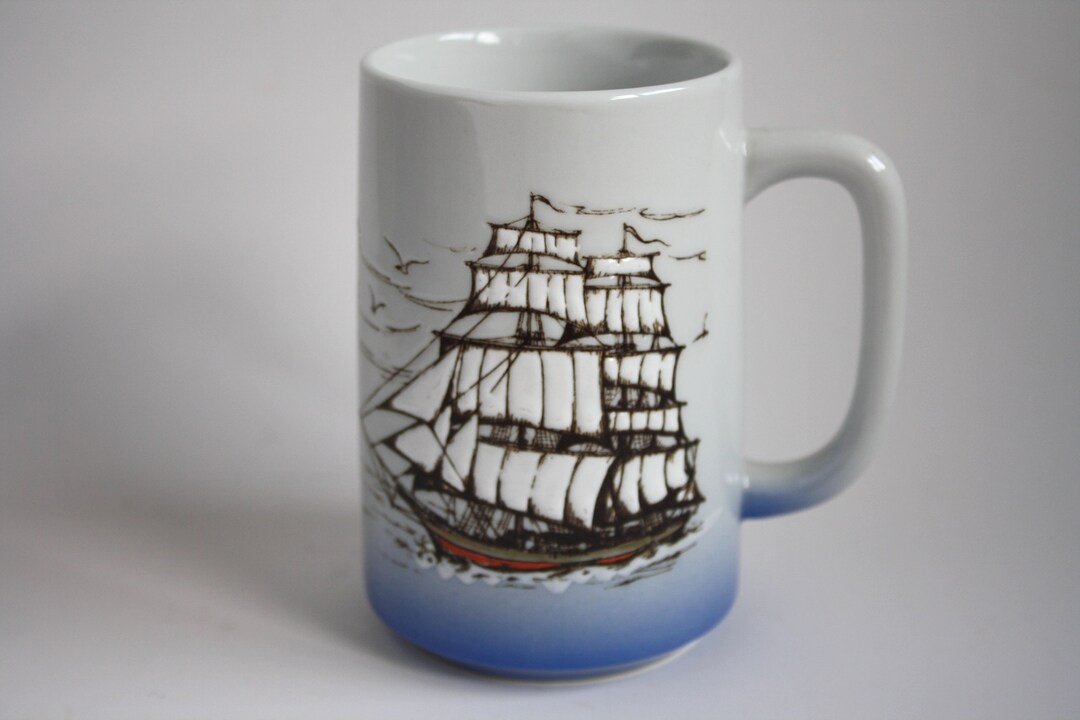 Vintage Large Ship Schooner Mug Otagiri Tall Ships Coffee Mug Seafarer ...