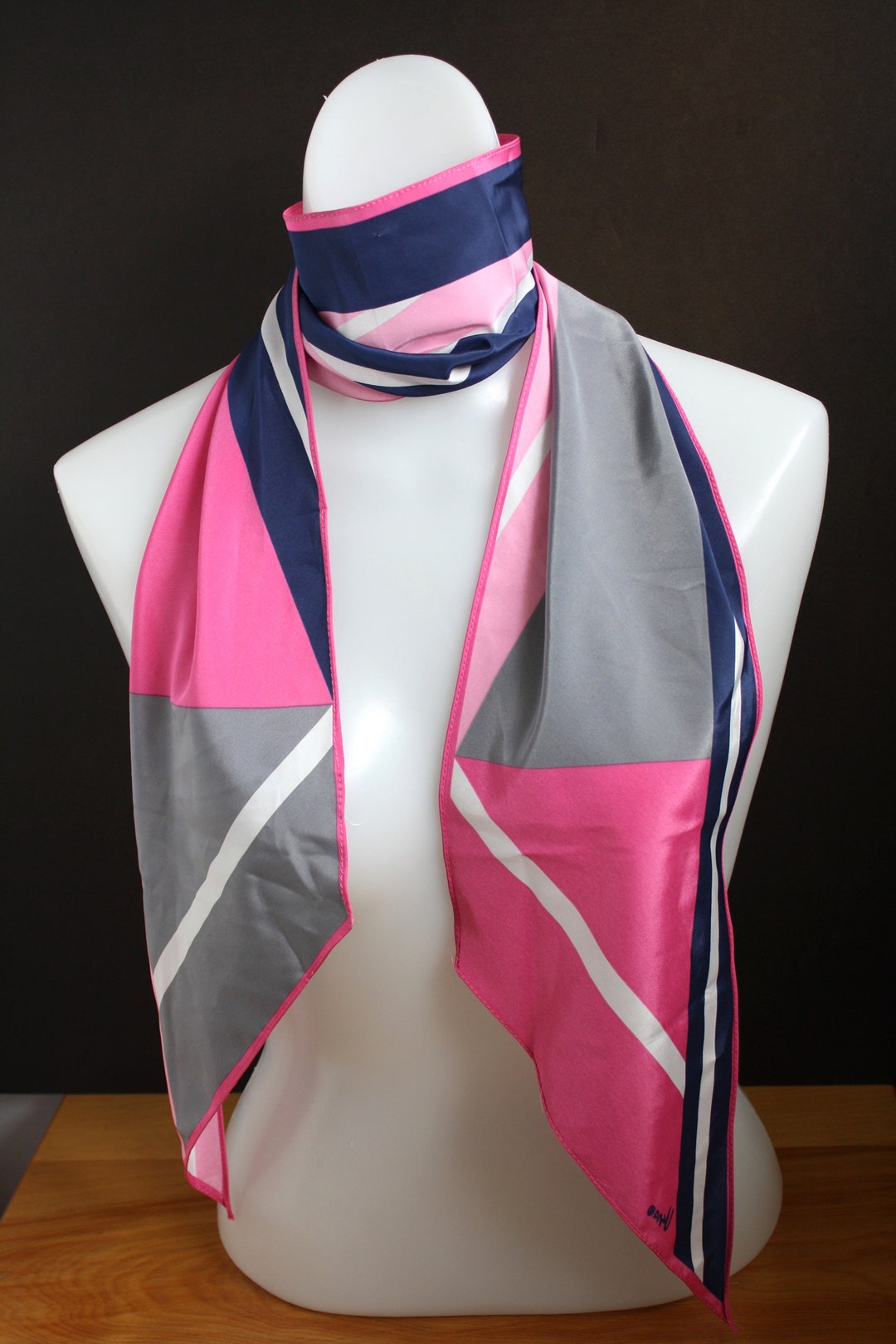 Vintage Vera Neumann Long Scarf Head Scarf Neck Scarf Belt Scarf Pink ...