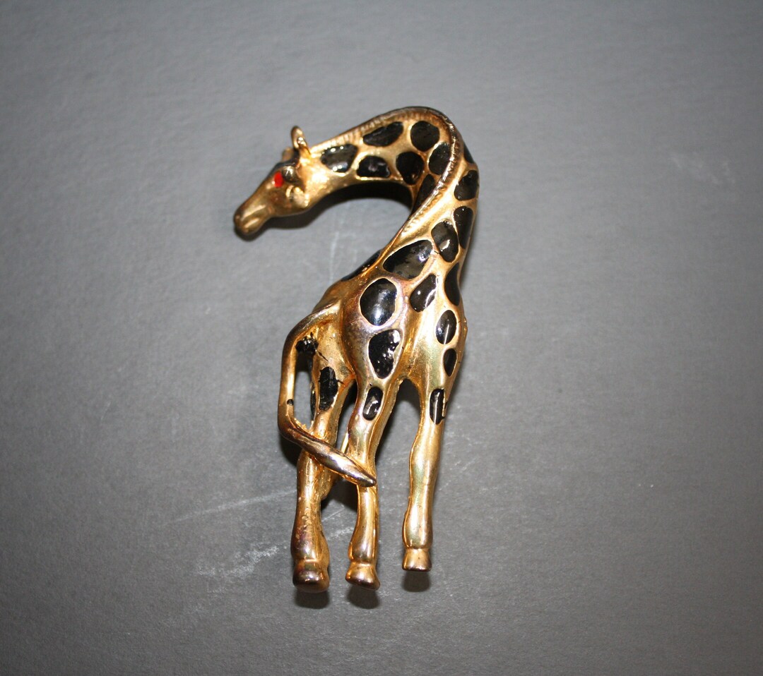 Large Vintage Giraffe Pin/brooch Animal Brooch Statement Jewelry Gold ...