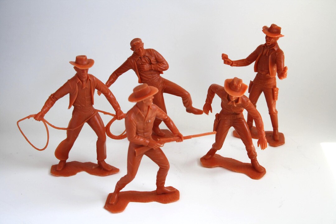 Set of 5 Vintage Louis Marx Cowboys 1964 Western Sheriff Vintage Toys ...