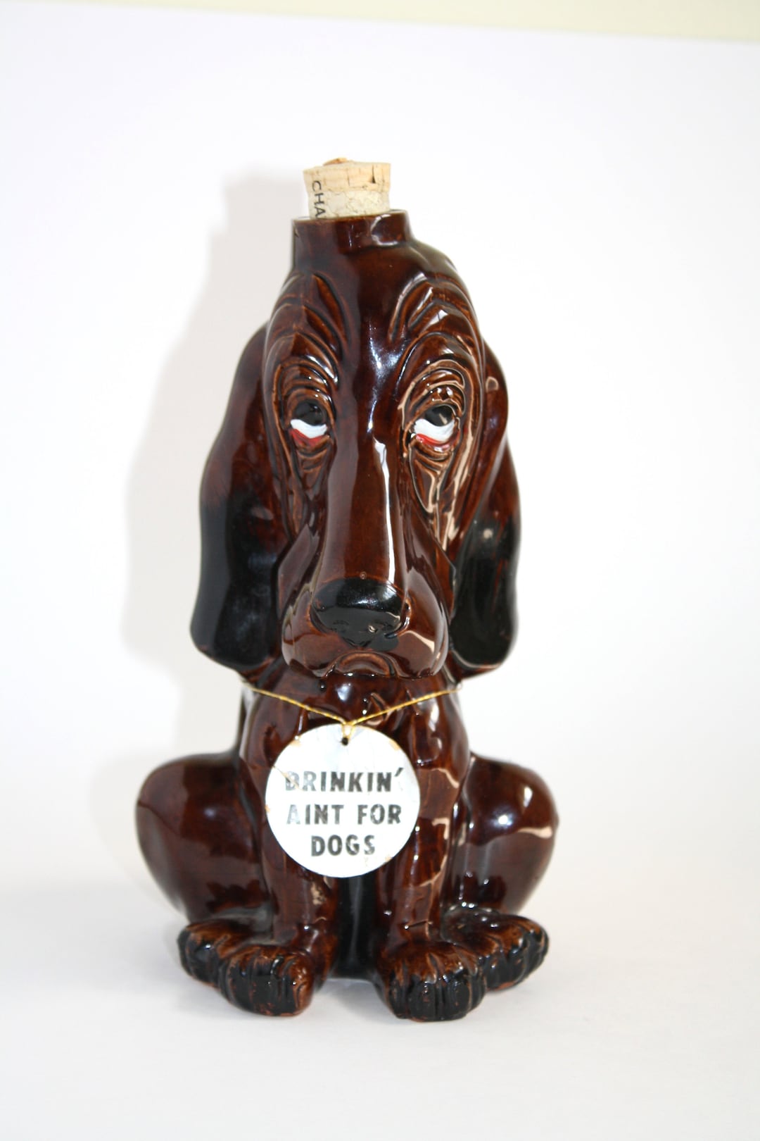 Vintage Enesco Hound Dog Decanter "drinkin Aint for Dogs" Barware Retro ...