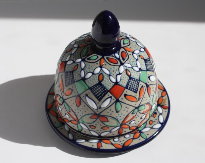 Vintage Javier Servin Mexico Pottery Butter Dish Hand Painted Small ...