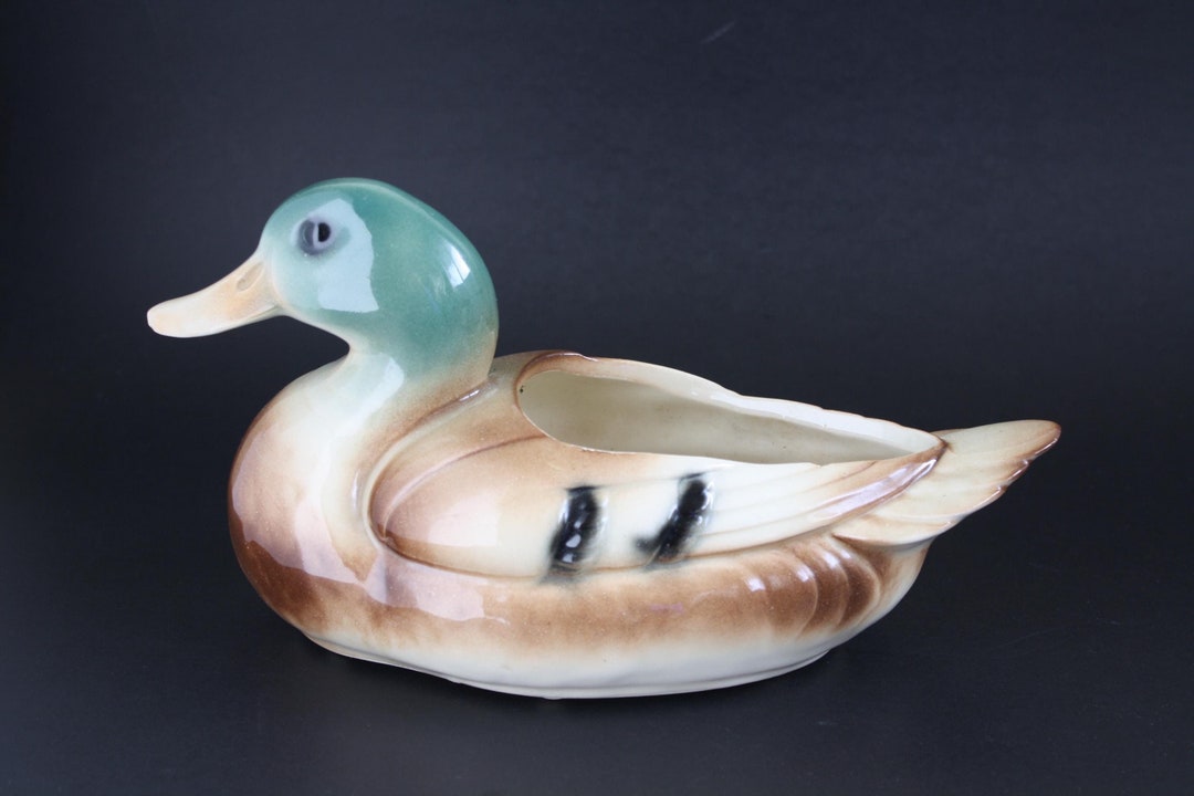 Vintage Duck Planter Mallard Duck Waterfowl Bird Planter Flower Pot ...