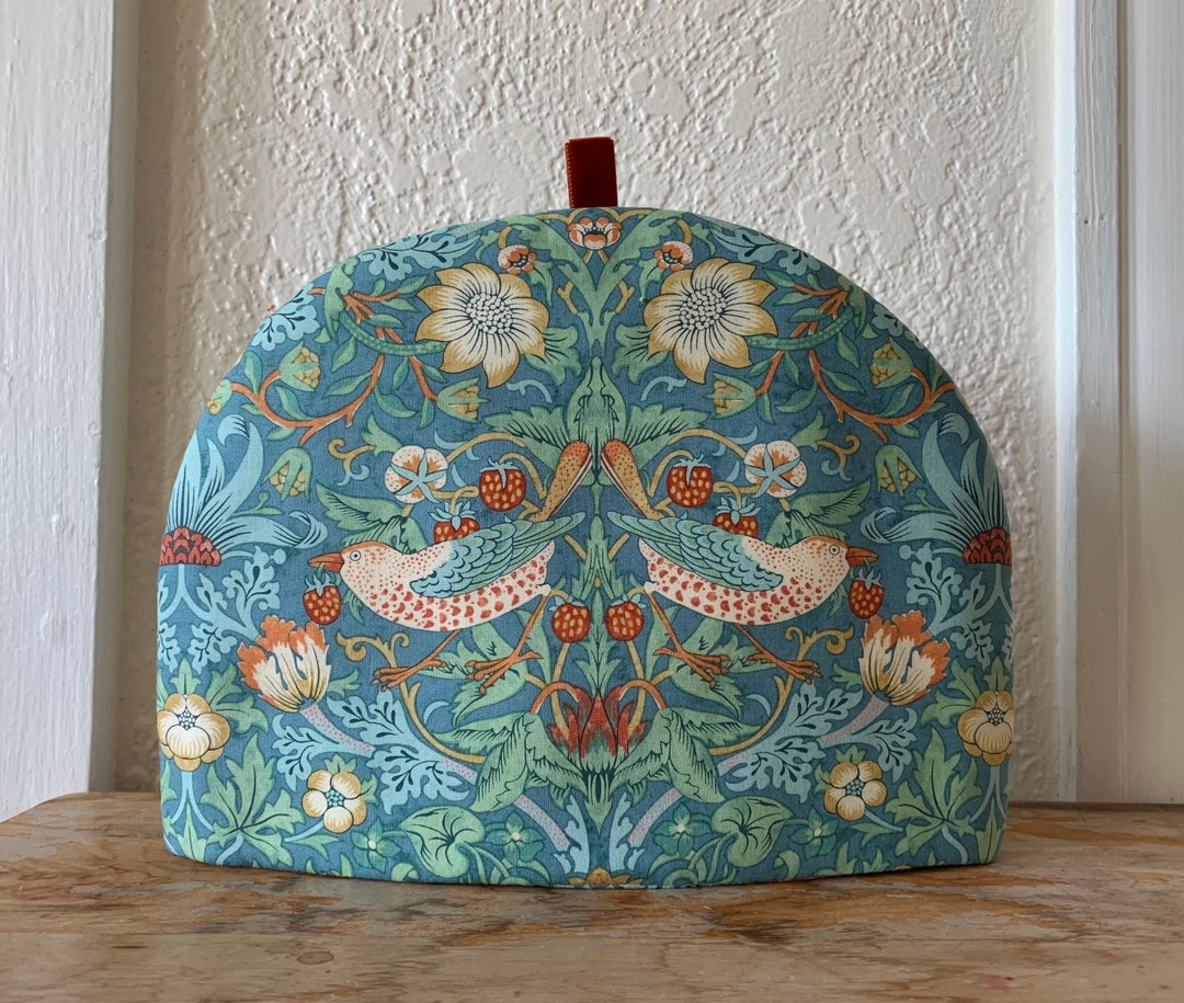 5 Sizes Artisanal Luxe Tea Cozy William Morris Redux of Art Nouveau Strawberry Thief Thameside ...