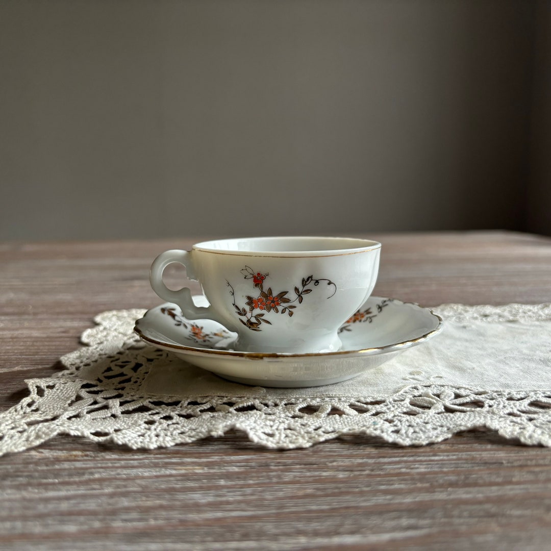 Vintage Tiny Coffee Cup With Saucer, Espresso Ristretto Cup, Porcelain ...