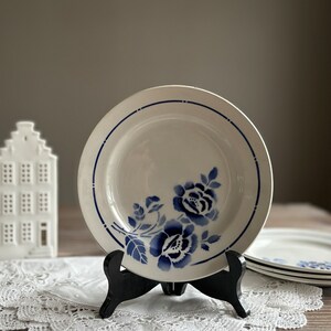 French Vintage Side Bread Plates, Set of 4, Art Deco, St Amand, Blue ...