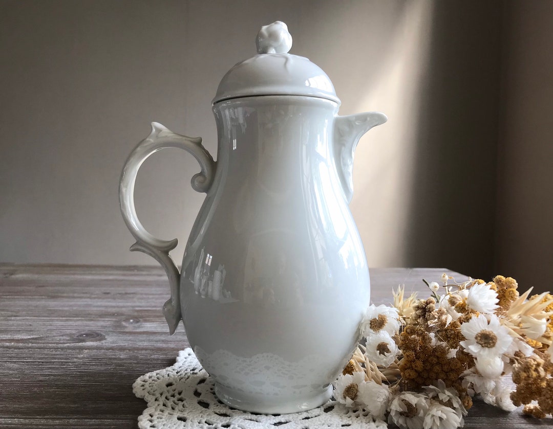 Vintage Ceramic Tea Coffee Pot Ceramic Whiteware White Tea - Etsy