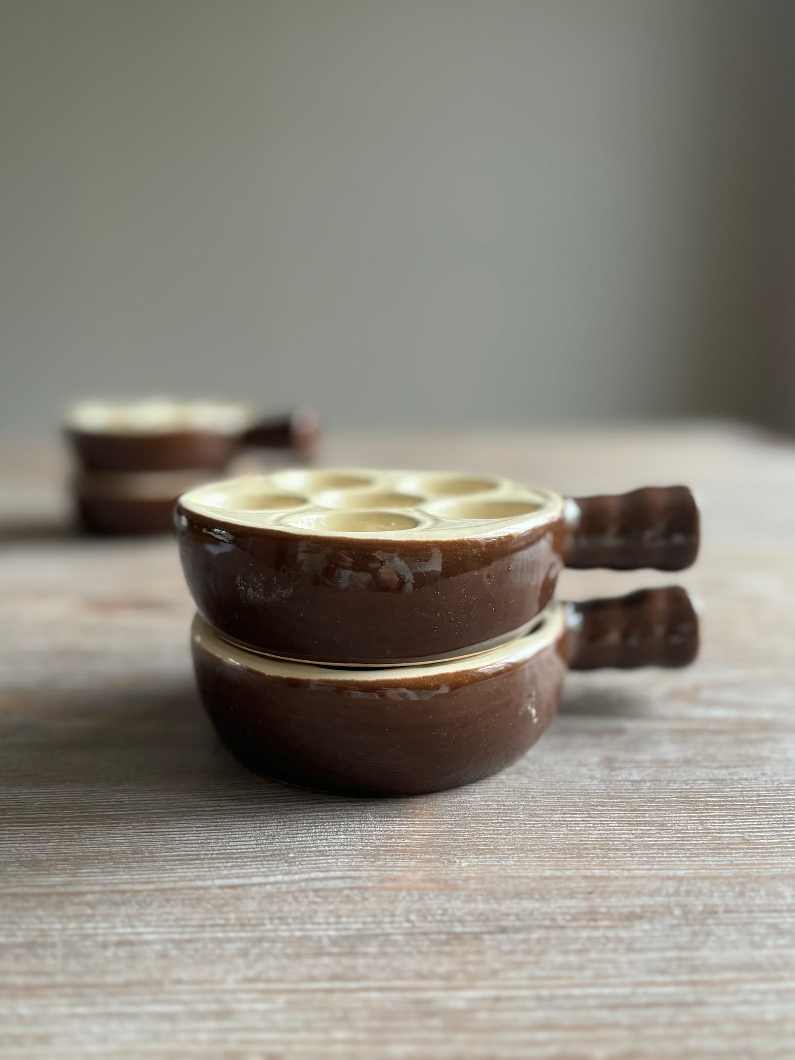 2 French Vintage Snail Dishes, Escargot Dish, Emile Henry, Brown ...