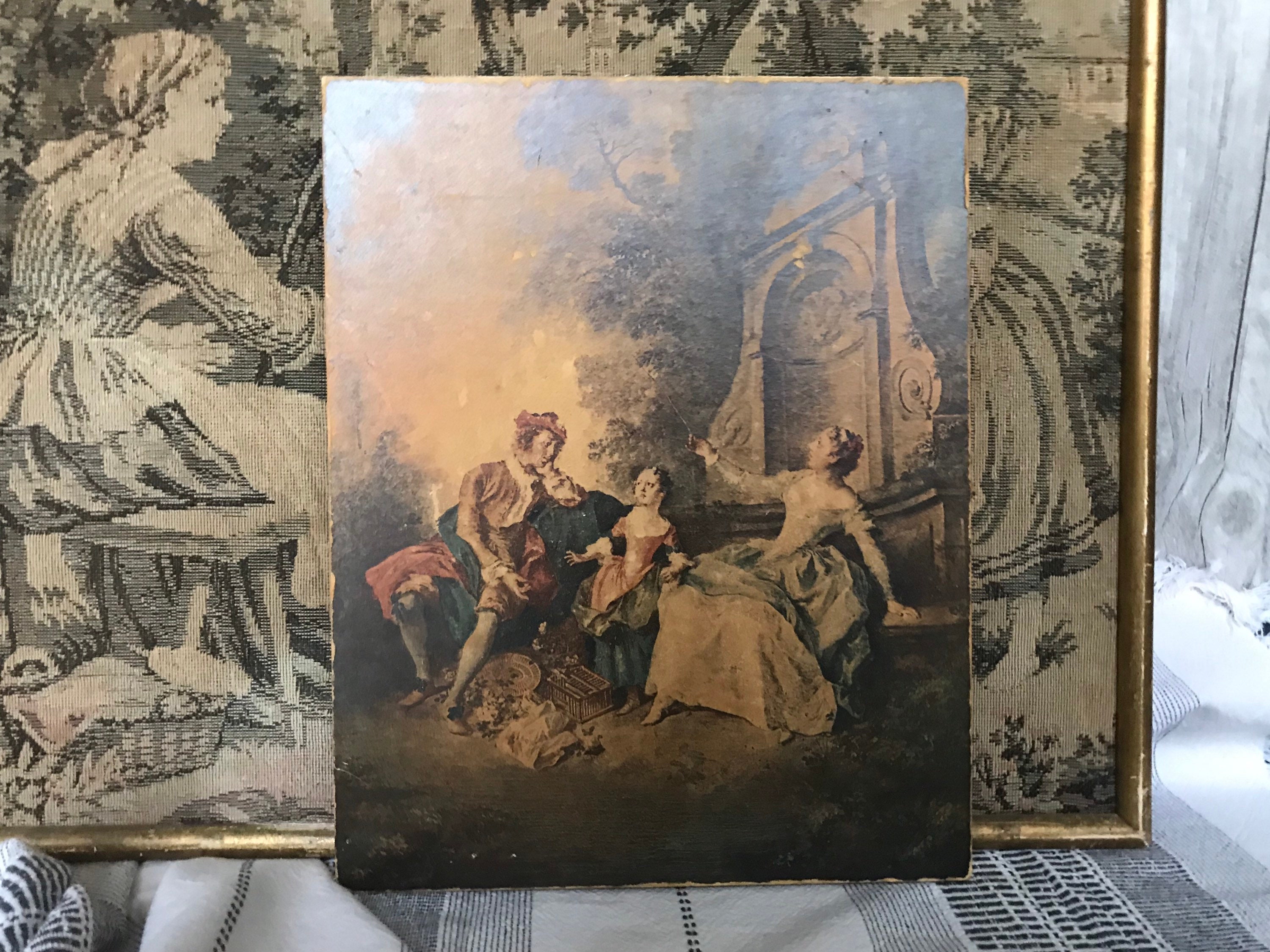 Vintage Print With Antique Scenery, Wall Hanging Picture, Retro Antique ...