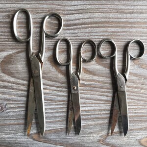 Vintage Old Metal Scissors, Set of 3, Rusted Retro, Mid Century ...