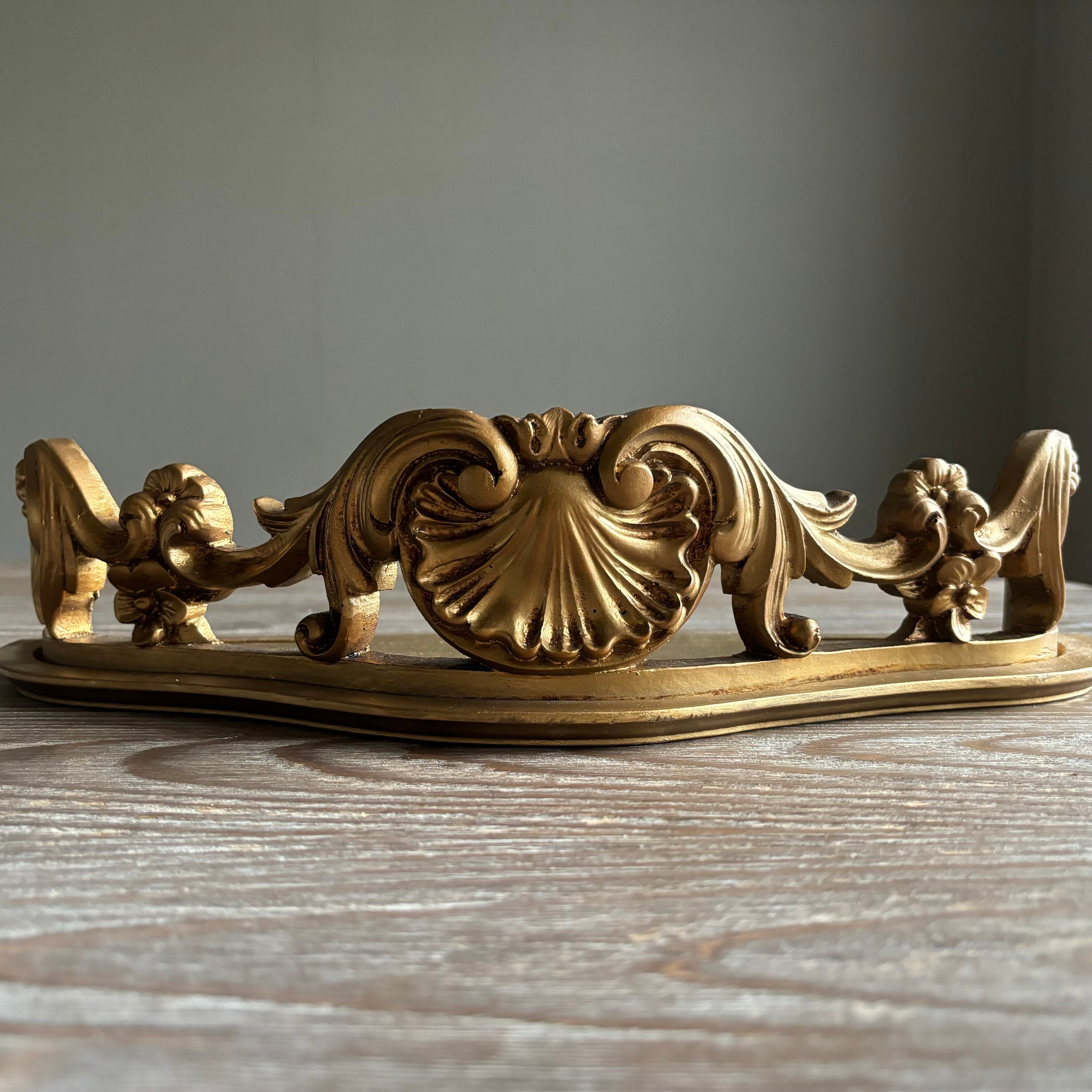 Vintage Giltwood Wall Mirror Console, Baroque Pediment, Carved Wood ...
