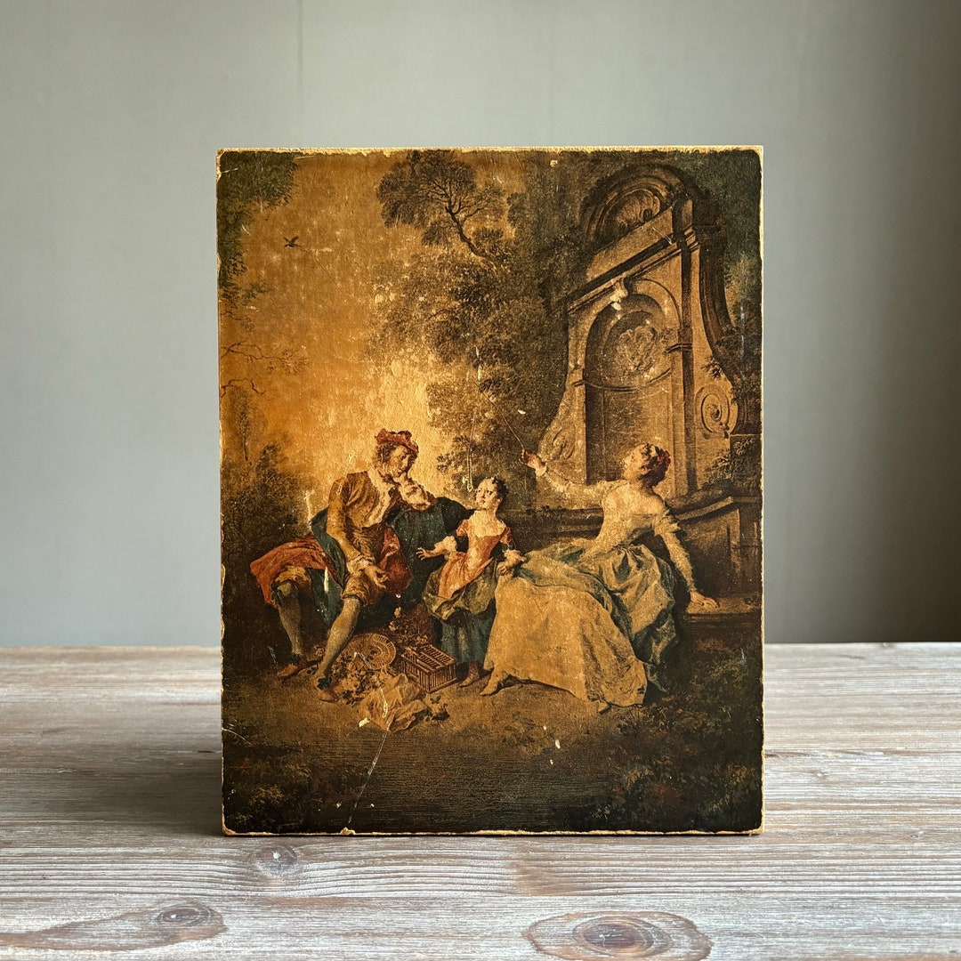 Vintage Print With Antique Scenery, Wall Hanging Picture, Retro Antique ...