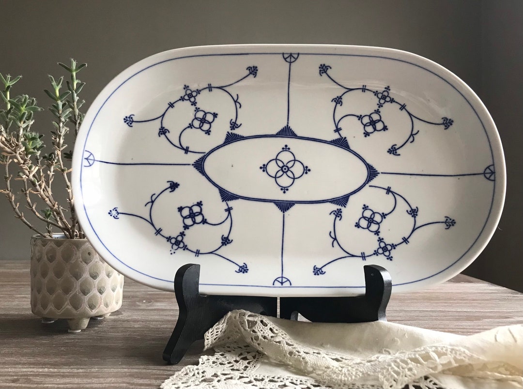 German Vintage Oval Serving Plate Dish, Under Plate, Blau Saks Jager ...