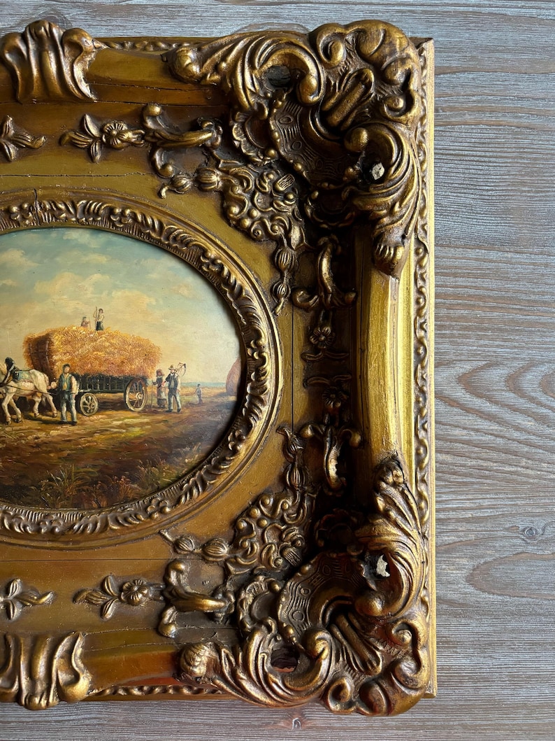 Antique Biggs & Sons Wood Baroque Framed Oil Painting, Golden Curve ...