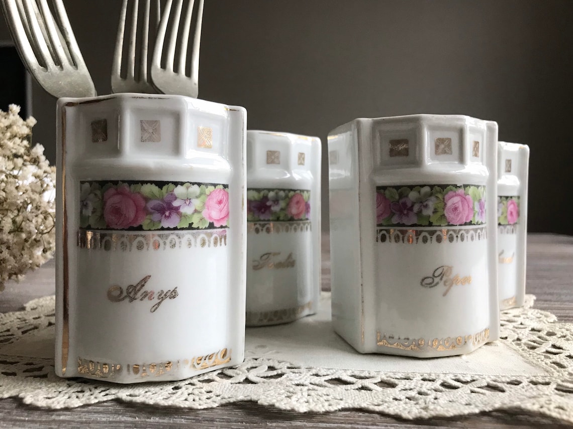 Vintage Small Porcelain Kitchen Storage Containers Set of 4 - Etsy