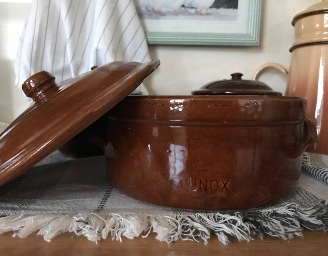 Vintage french large clay pot with lid terracotta | Etsy