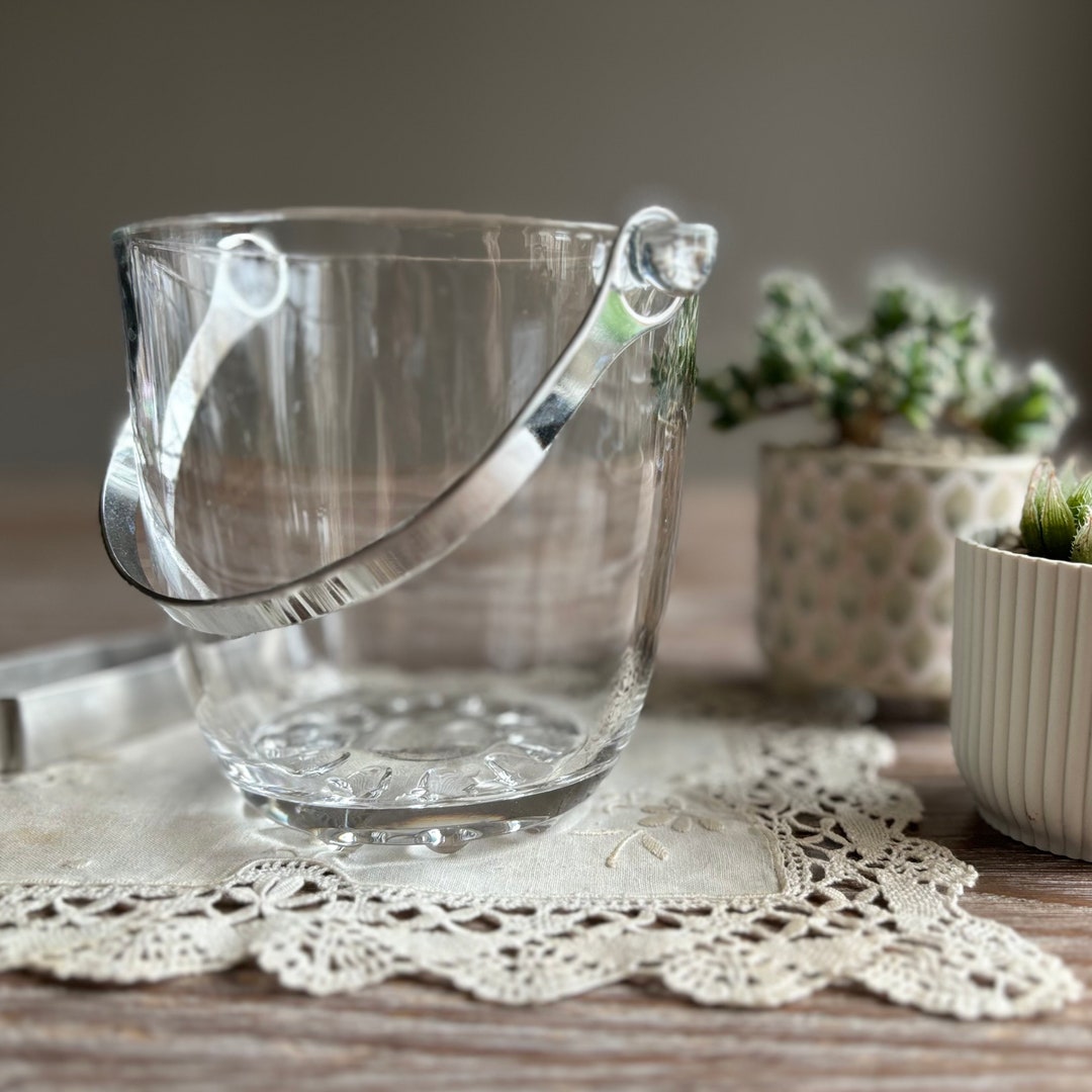 Mid Century Glass Ice Bucket, Vintage Stylish Glassware Barware, Mid ...