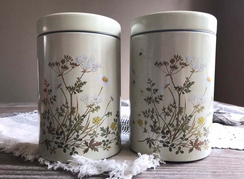 Vintage Floral Kitchen Storage Containers Set of 2 Botanical | Etsy