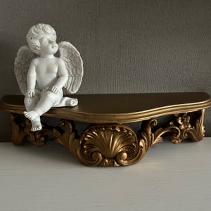 Vintage Giltwood Wall Mirror Console, Baroque Pediment, Carved Wood ...