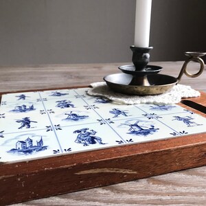 Dutch Vintage Wooden Ceramic Cutting Board With Tile, Wooden Chopping ...