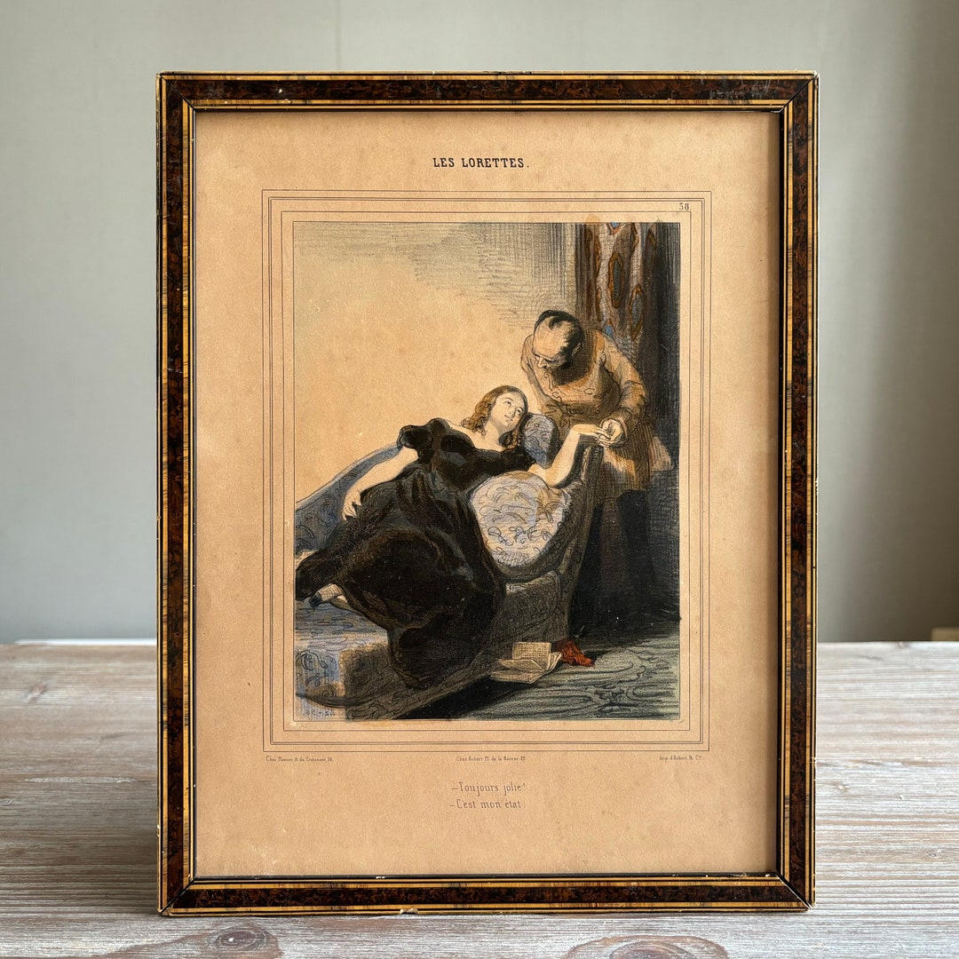 Antique French Print by Aubert, Framed Print, Chez Aubert Place De La ...